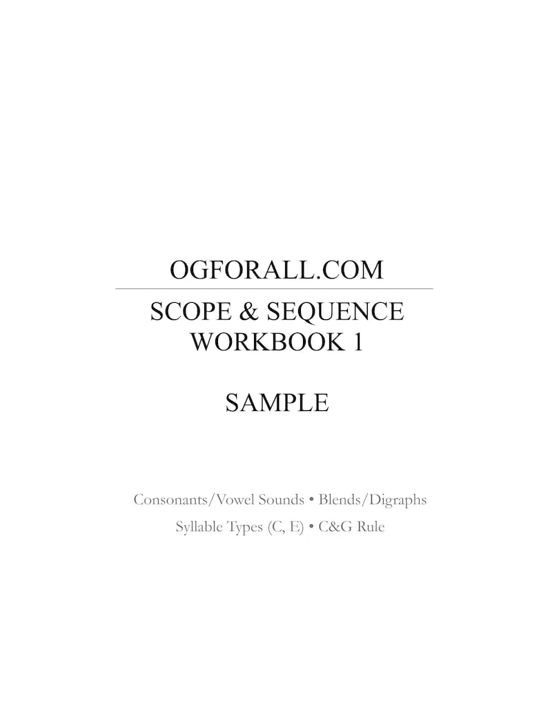Orton Gillingham Based: Scope & Sequence Workbook 1 - Etsy