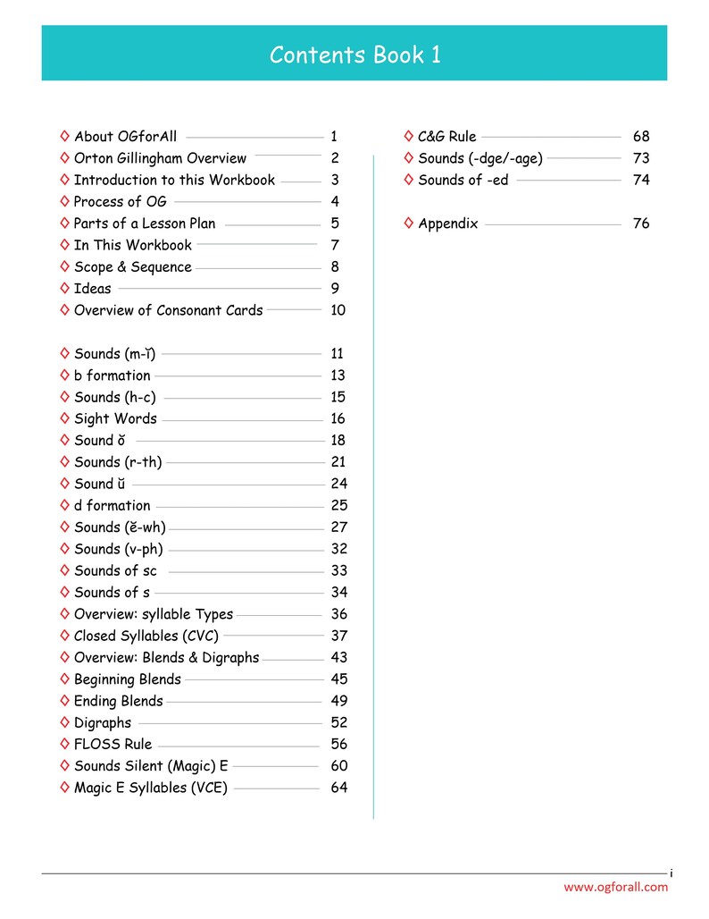 Orton Gillingham Based: Scope & Sequence Workbook 1 - Etsy