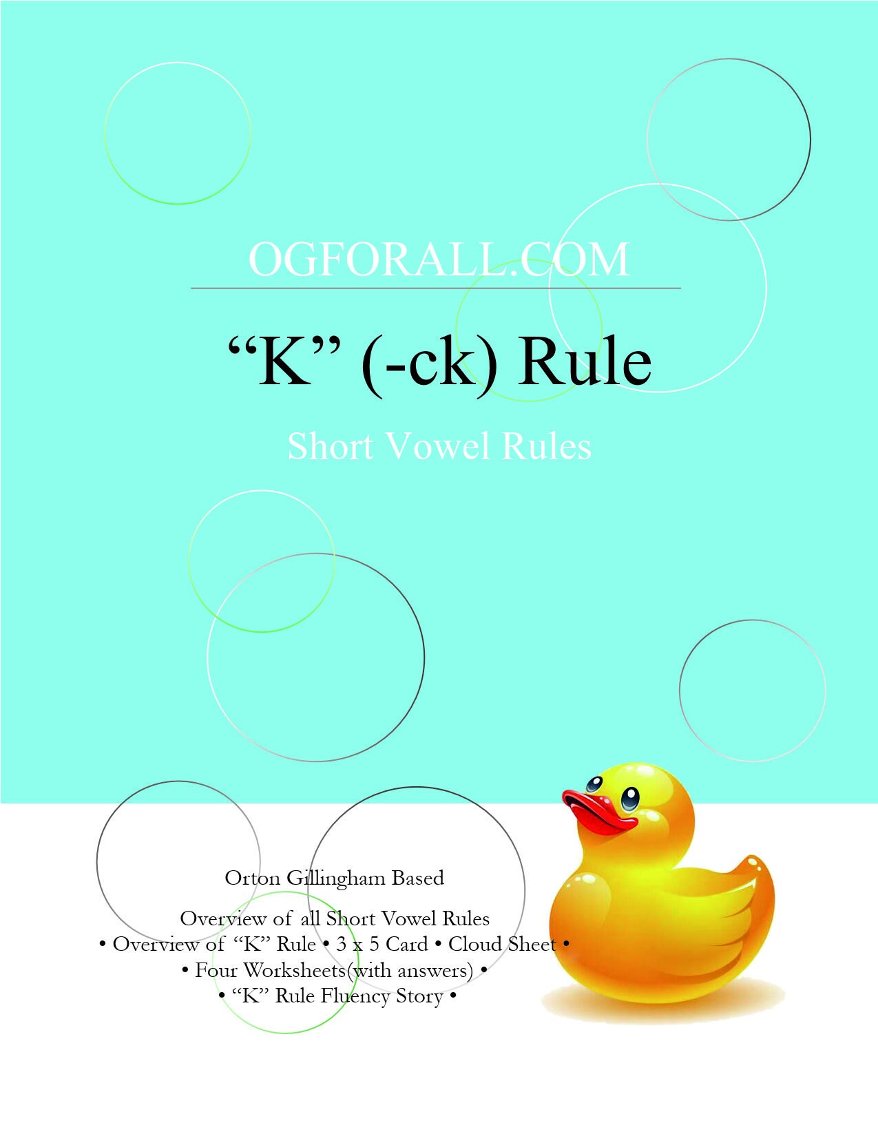 Orton Gillingham Based: Short Vowel Rules Bundle, FLOSS, K ck Rule, CH ...