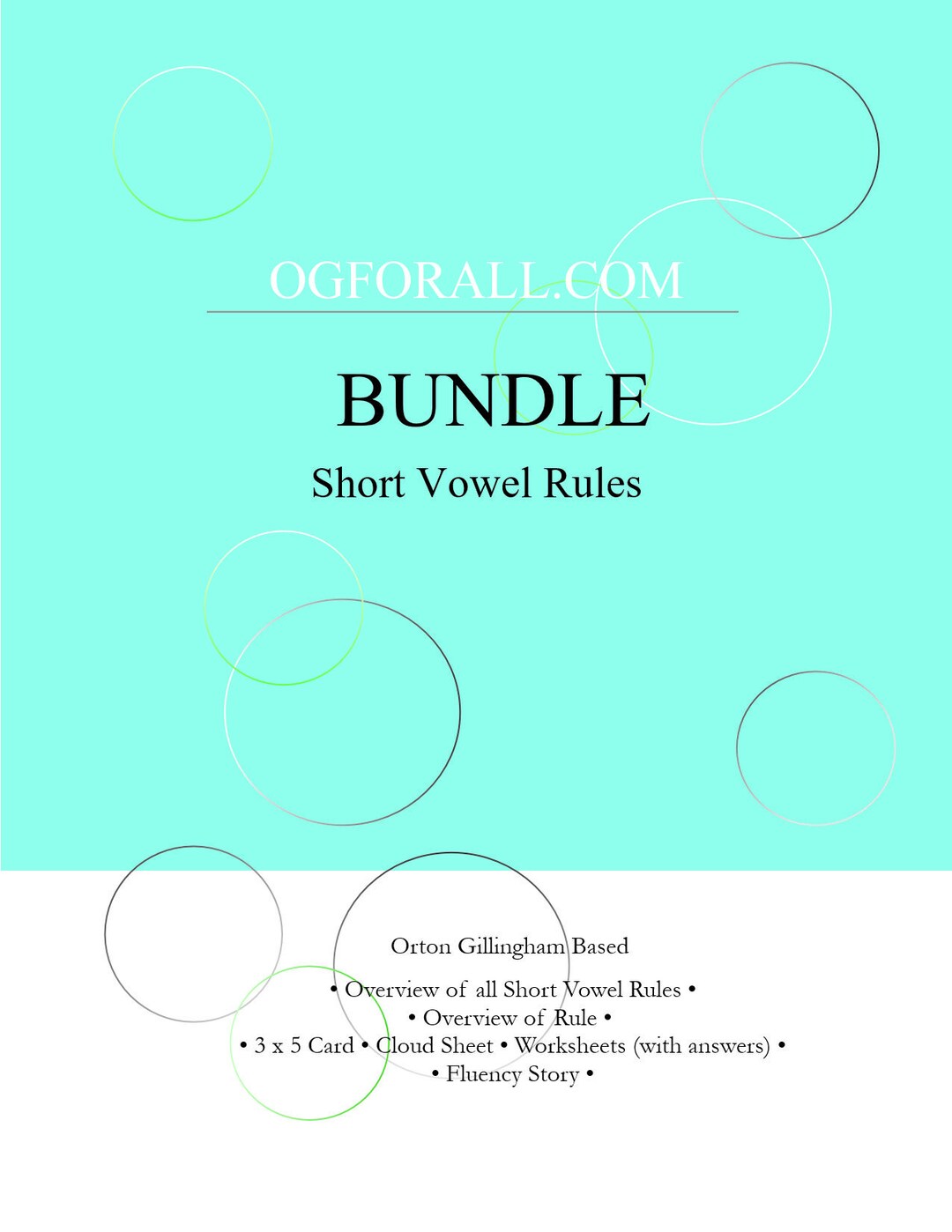 Orton Gillingham Based: Short Vowel Rules Bundle, FLOSS, K ck Rule, CH ...
