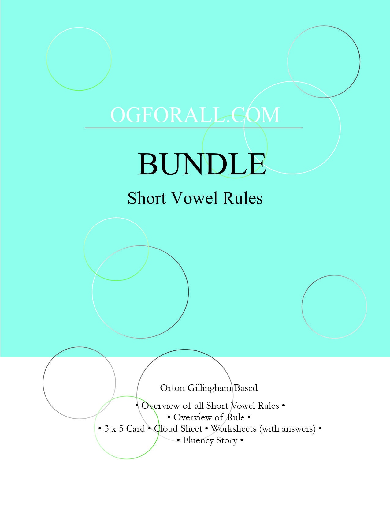 Orton Gillingham Based: Short Vowel Rules Bundle, FLOSS, K ck Rule, CH ...