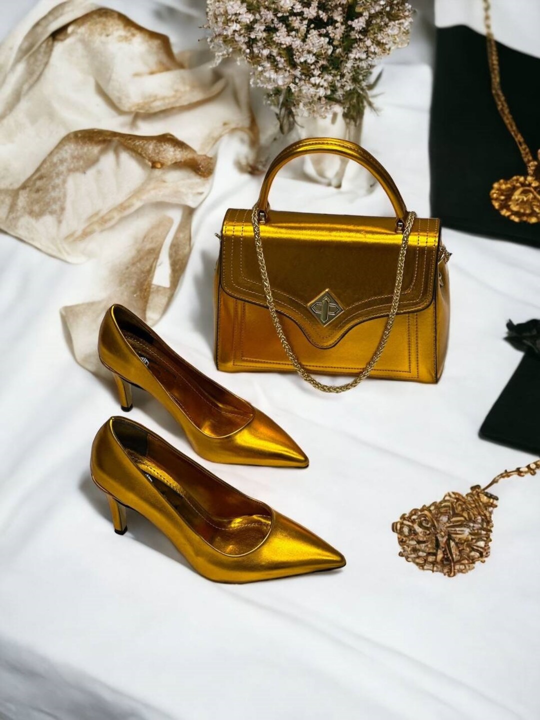 Matching Shoes and Bag Set for Women Top Handle Bag Shoulder Bag With ...