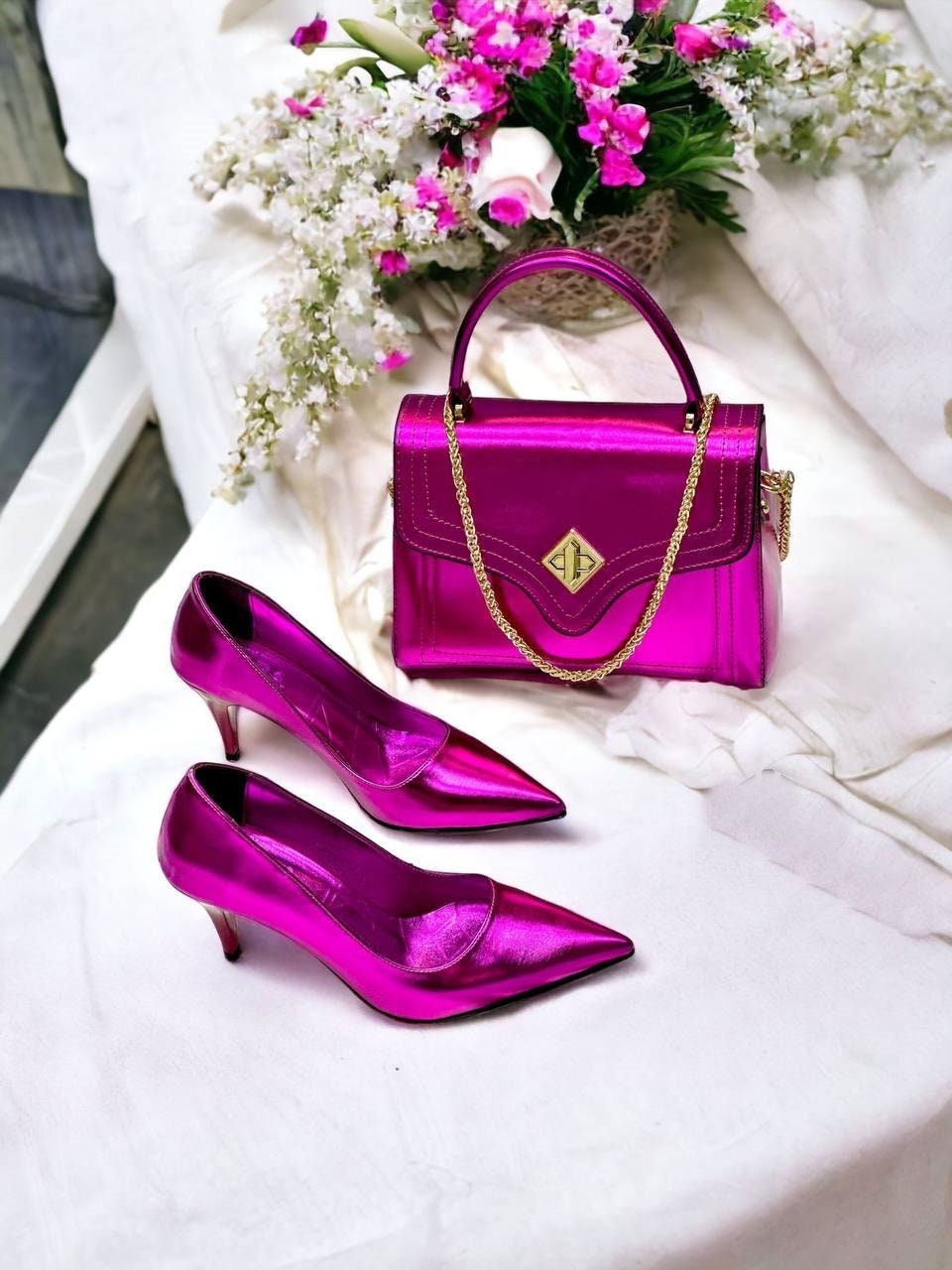 Matching Shoes and Bag Set for Women Top Handle Bag Shoulder Bag With ...