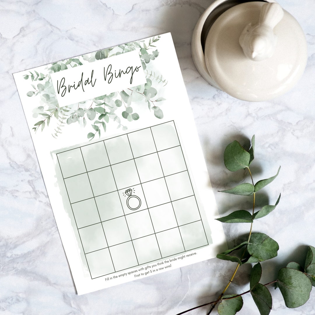 Eucalyptus Bridal Bingo | Printable Bridal Shower Game | Eucalyptus ...