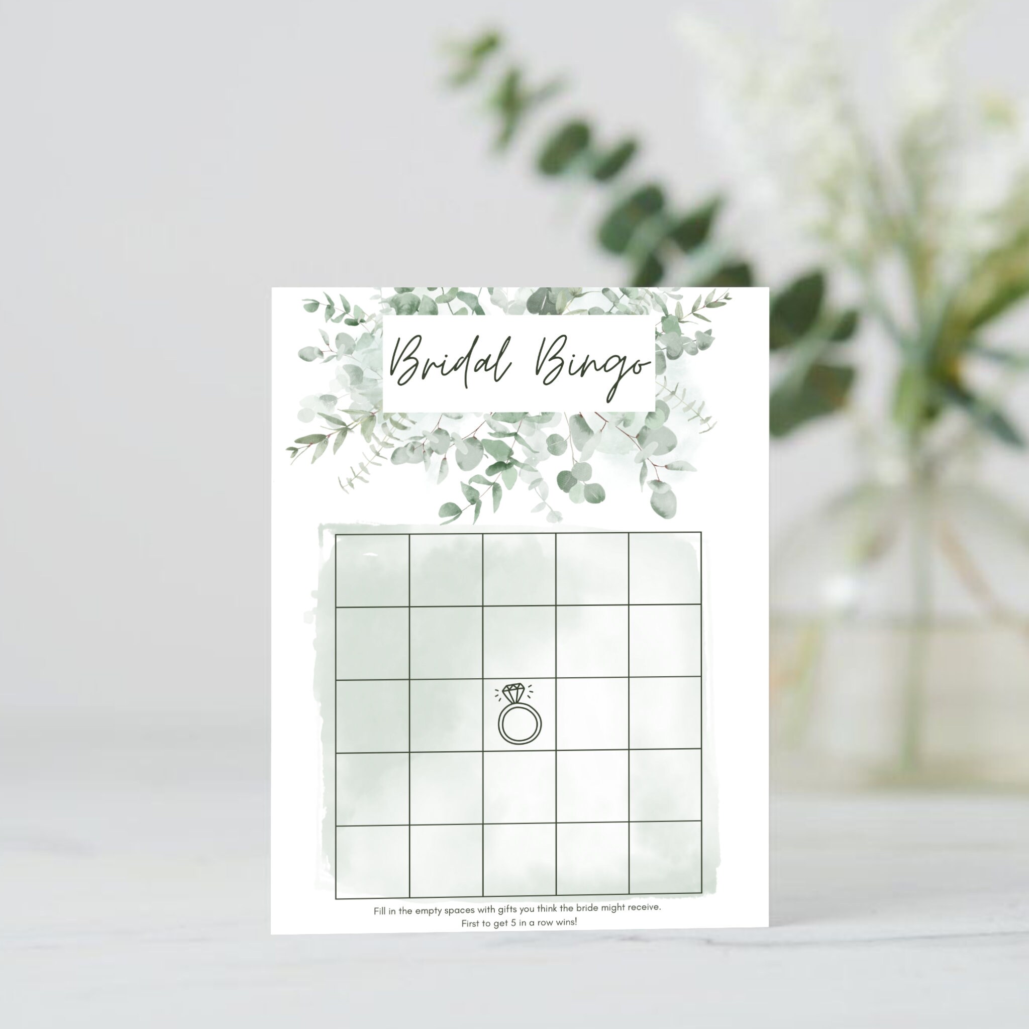 Eucalyptus Bridal Bingo Printable Bridal Shower Game Eucalyptus Wedding ...
