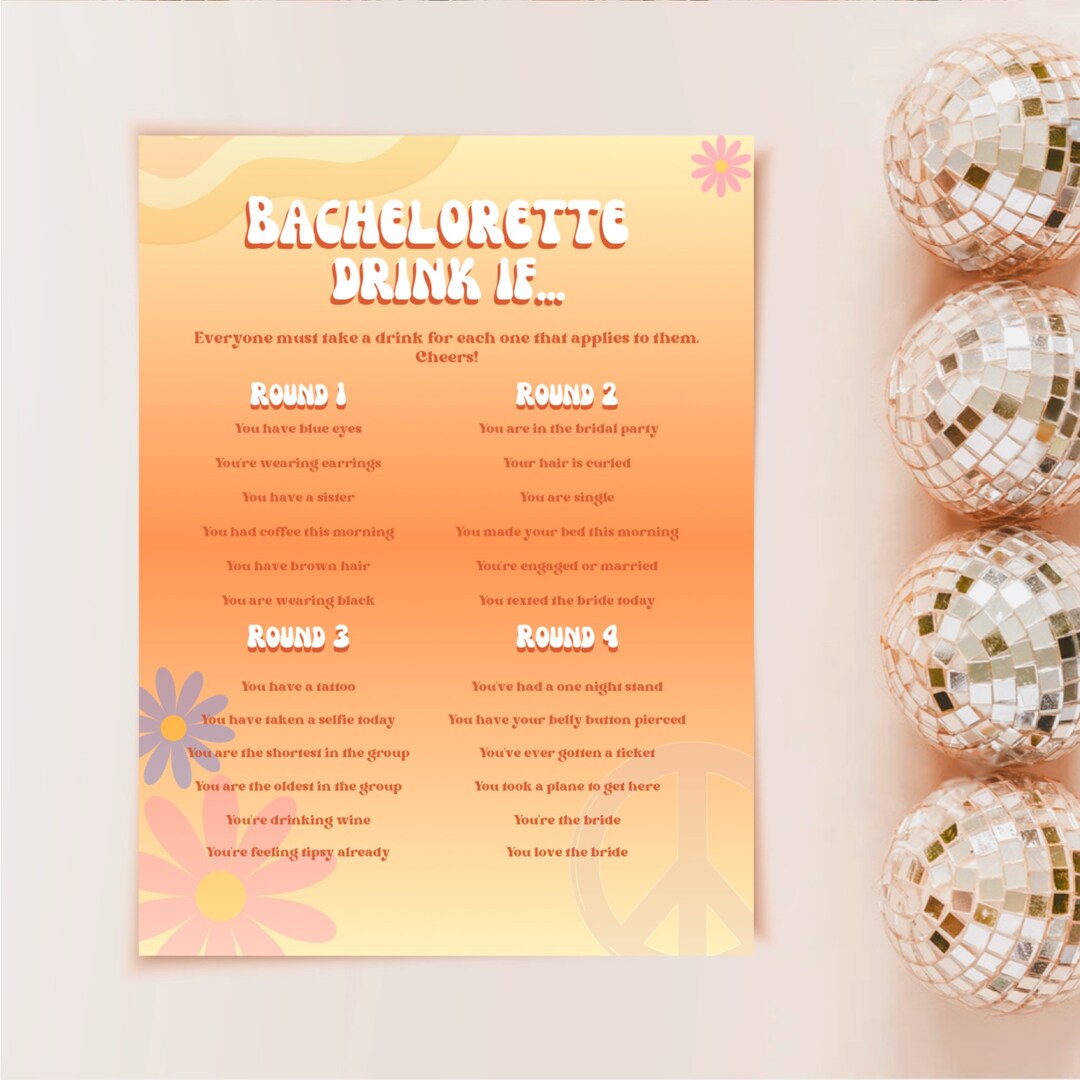 Dazed and Engaged Drink If Printable | Disco Bachelorette Party Game ...