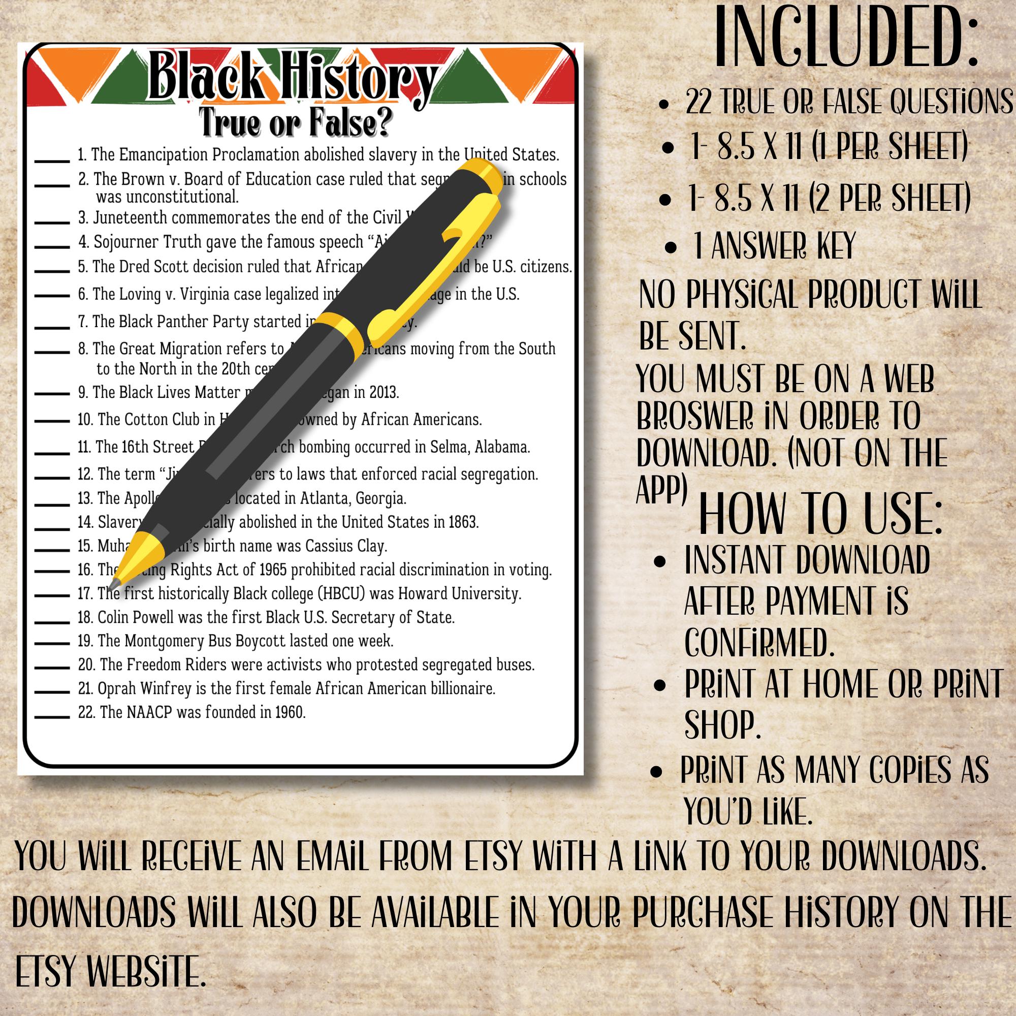 Black History Month Trivia Game, Black History Month Quiz, African ...