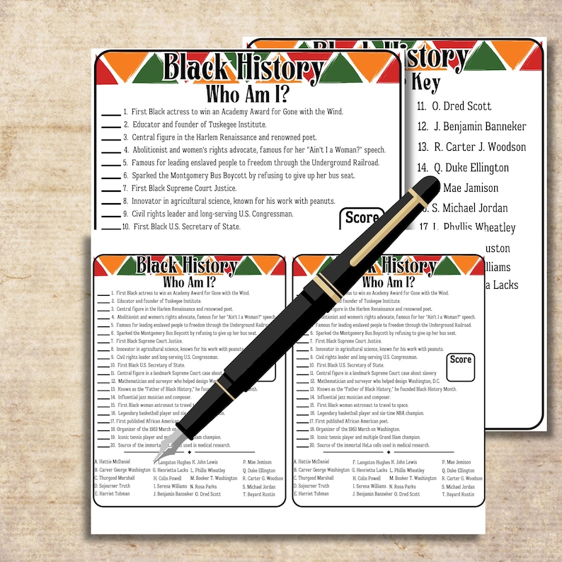 Black History Month Trivia Game, I Am Black History Month Quiz, African ...