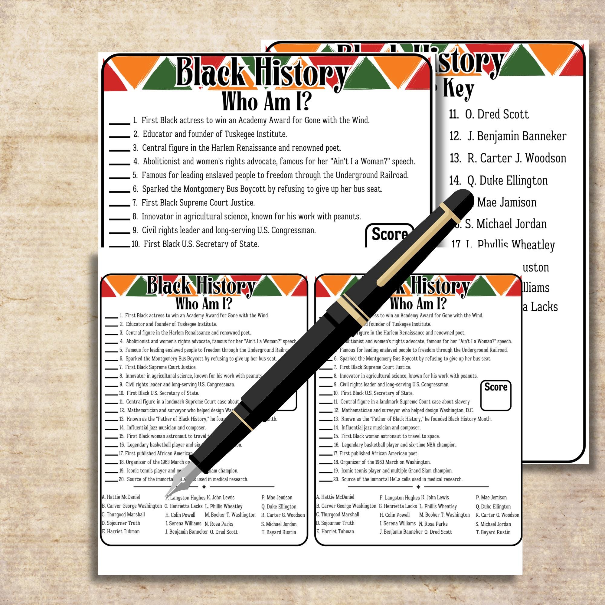 Black History Month Trivia Game, I Am Black History Month Quiz, African ...