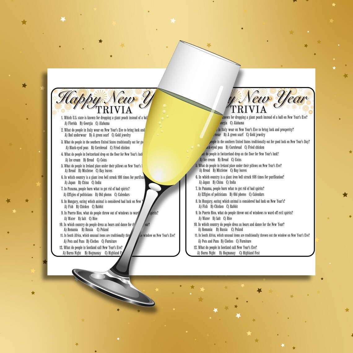 New Year Trivia Game, Printable New Year Games, New Year's Eve Game ...