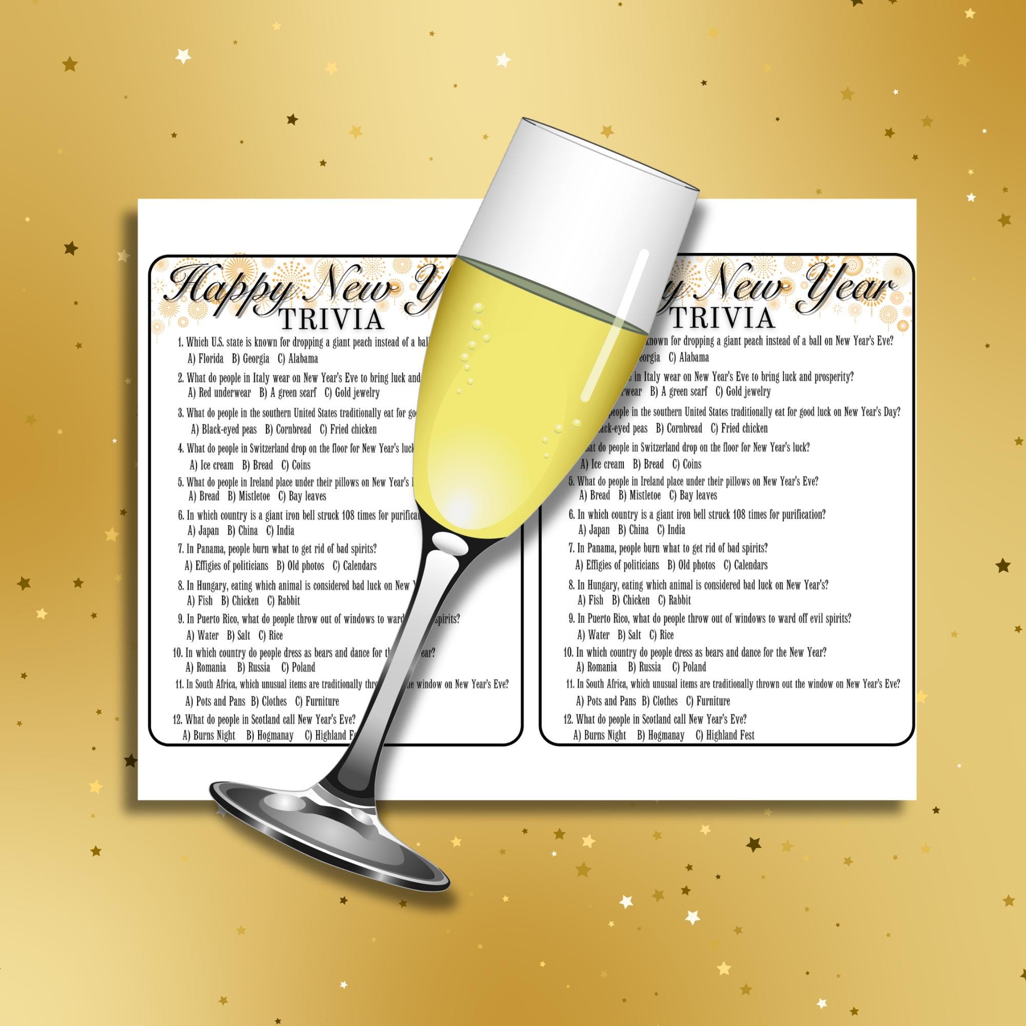 New Year Trivia Game, Printable New Year Games, New Year's Eve Game ...