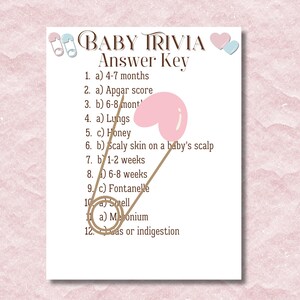 Baby Shower Trivia Game | Baby Shower Games | Trivia Questions | Baby ...