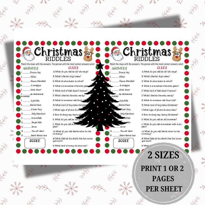 Christmas Riddles With Answers, Kid's Christmas Trivia Digital Download ...
