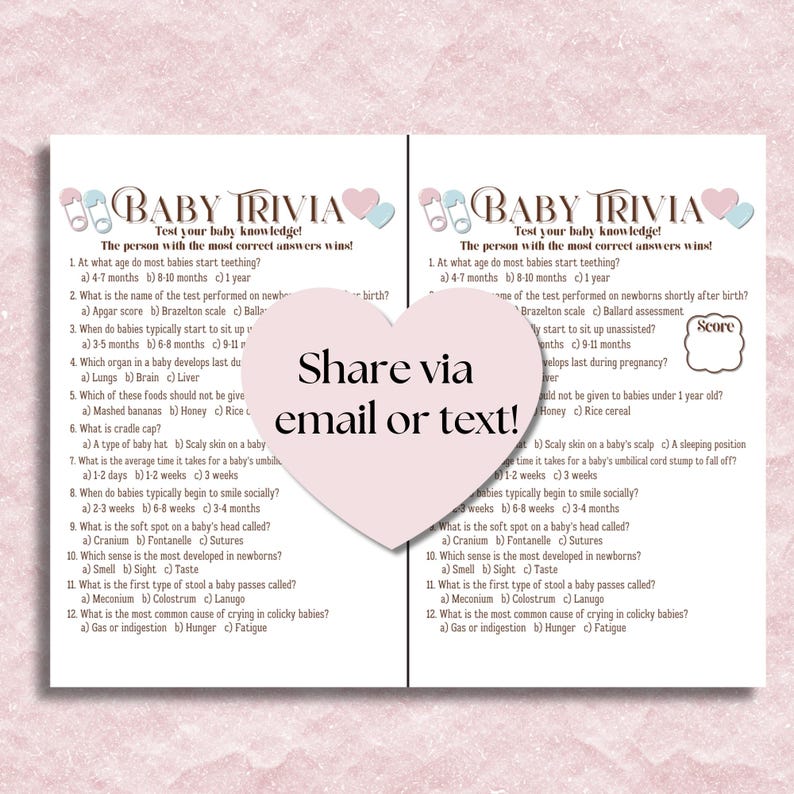 Baby Shower Trivia Game | Baby Shower Games | Trivia Questions | Baby ...