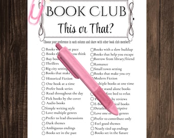 Book Club Games Word Search Book Club Ice Breaker Games Ladies Night ...
