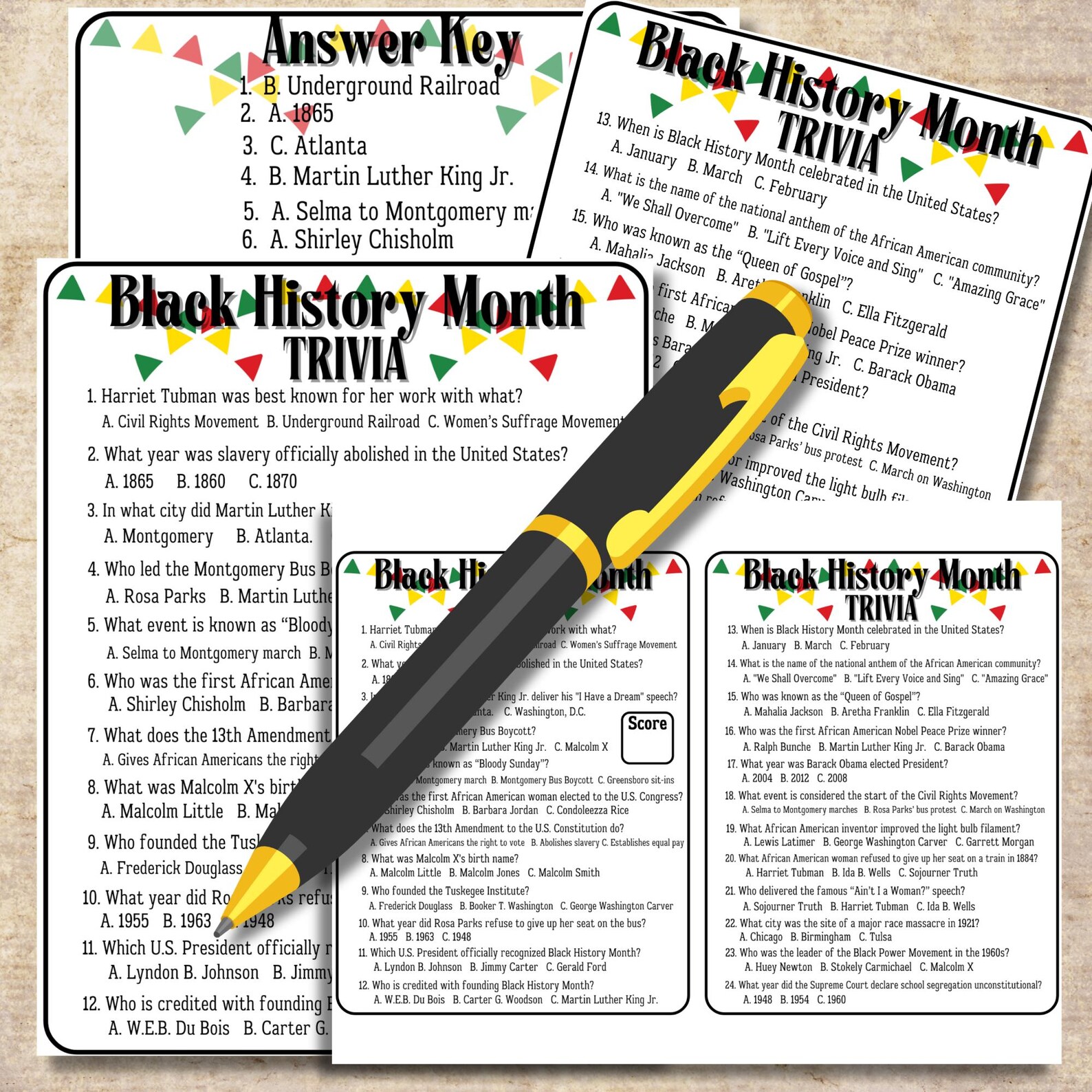 Black History Month Trivia Game, Black History Month Quiz, African American History Quiz, Black ...