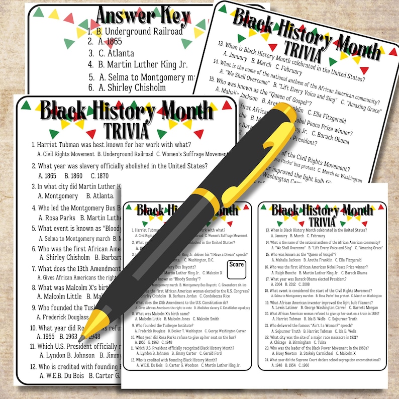 Black History Month Trivia Game, Black History Month Quiz, African American History Quiz, Black ...