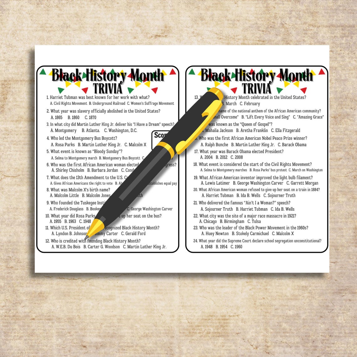 Black History Month Trivia Game, Black History Month Quiz, African ...