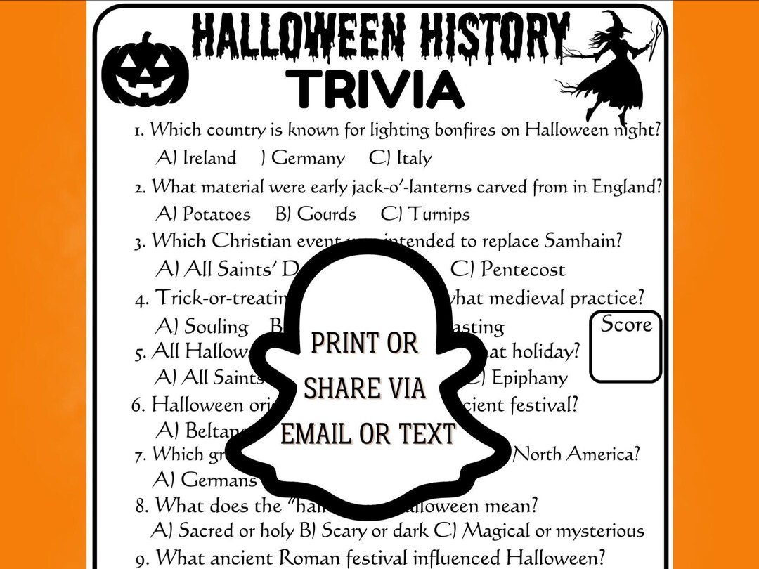 Halloween History Trivia Game, Adult Halloween Game, Halloween Trivia ...