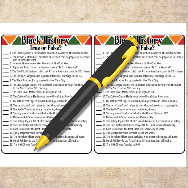 Black History Month Trivia Game, Black History Month Quiz, African ...