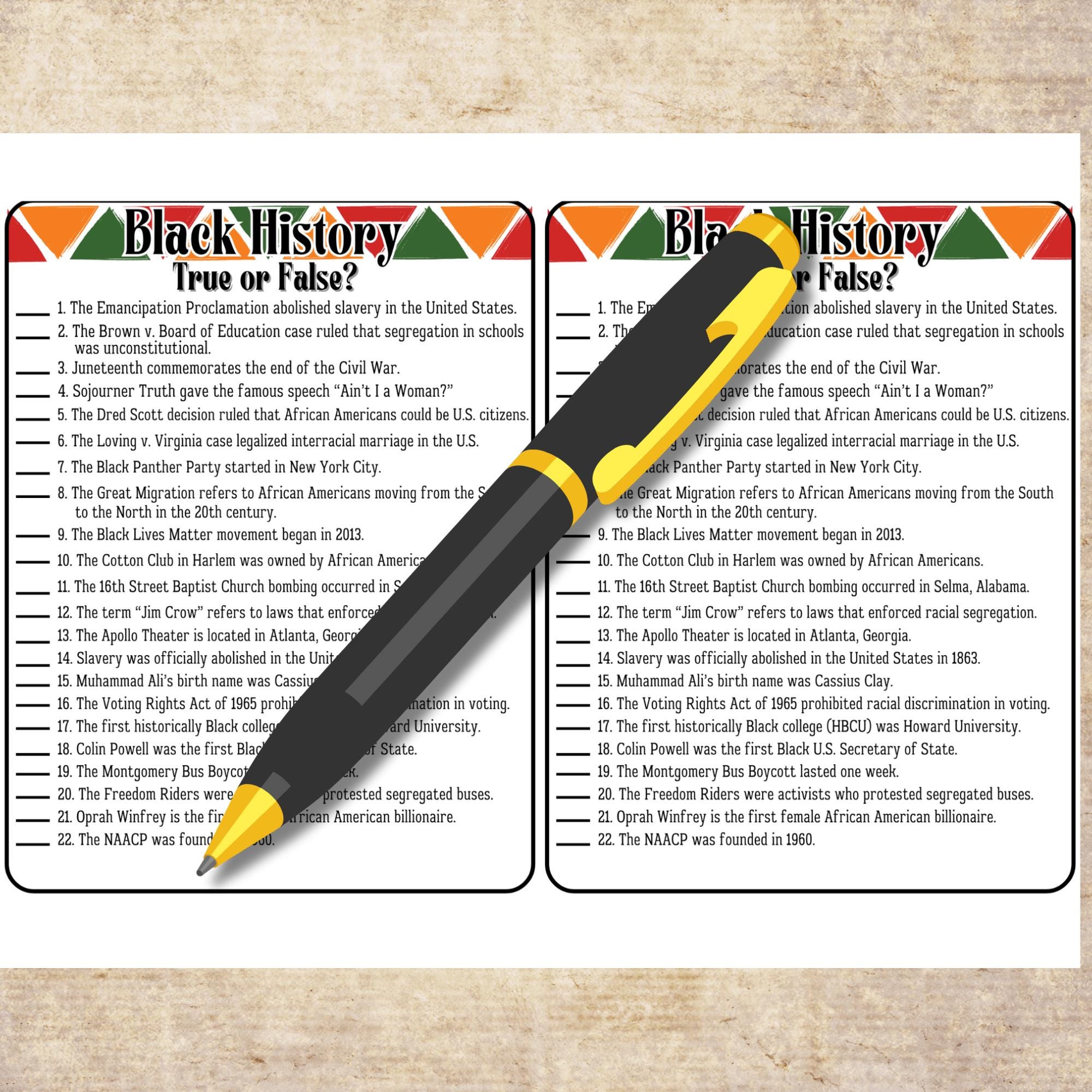 Black History Month Trivia Game, Black History Month Quiz, African ...