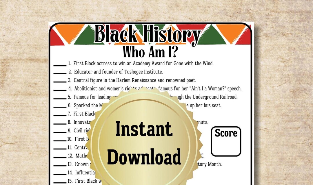 Black History Month Trivia Game, I Am Black History Month Quiz, African ...