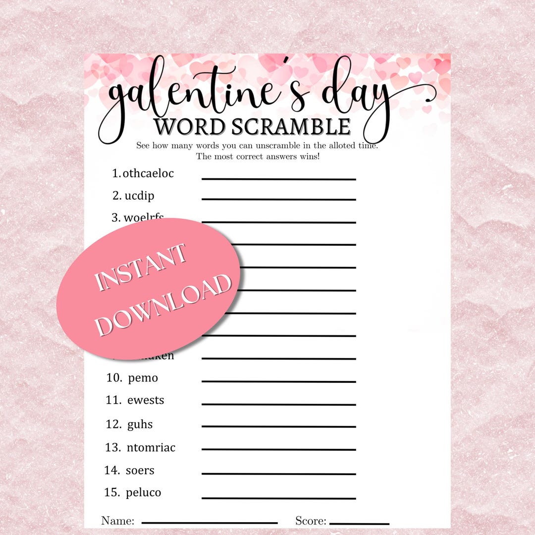 Printable Galentines Word Scramble Game, Ladies Night Games, Galentines ...