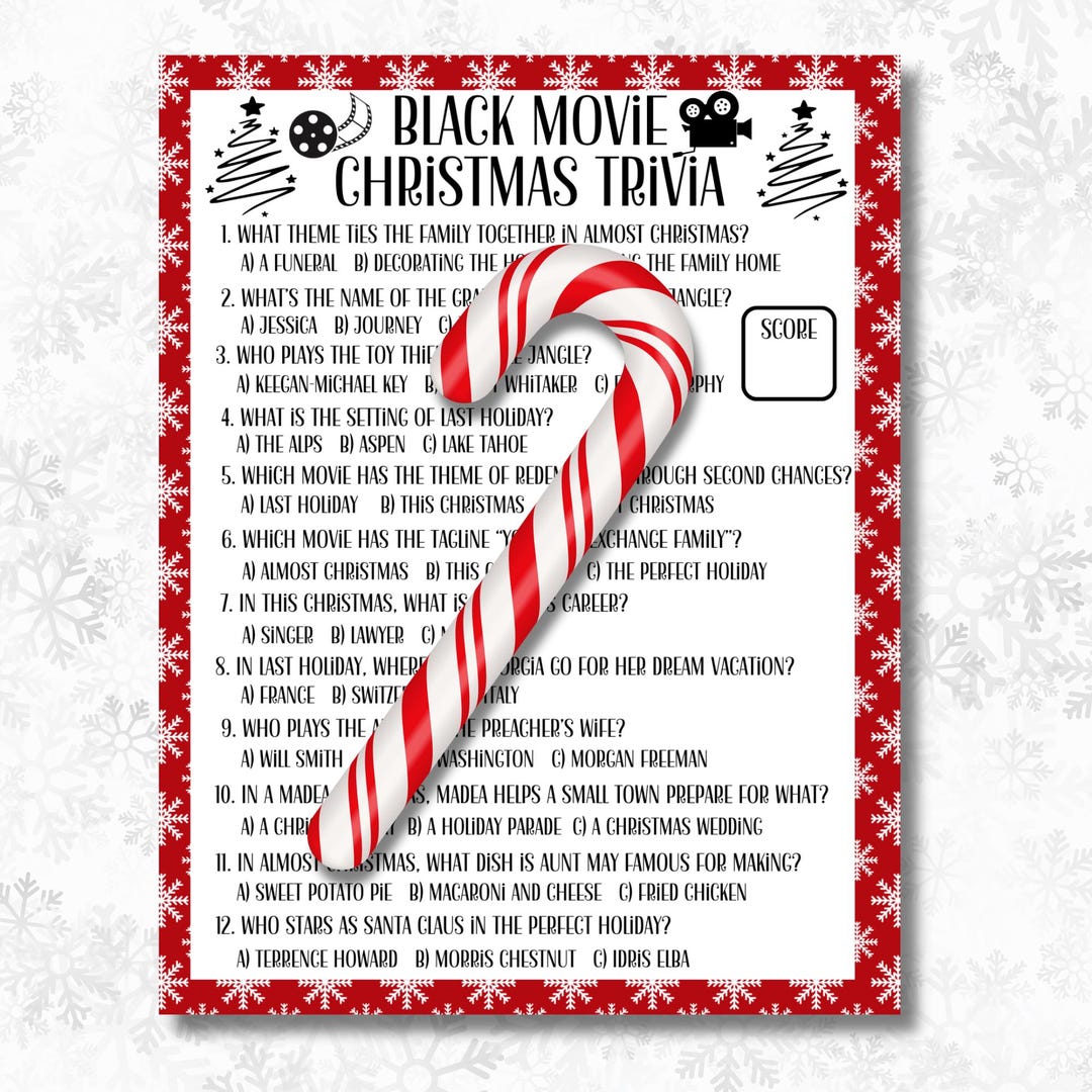 Black Holiday Movie Trivia Game, Black Christmas Trivia, Family Trivia ...
