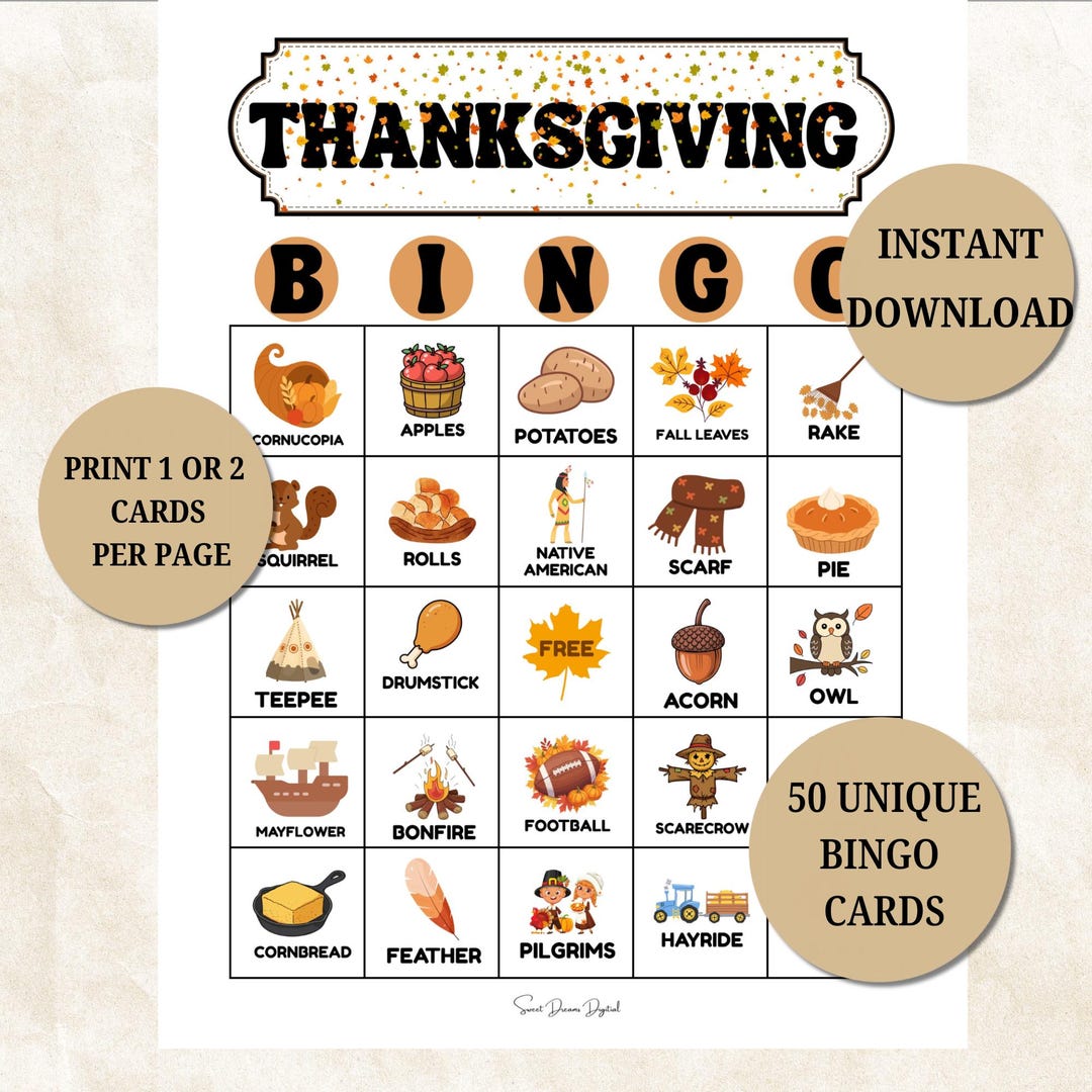 Thanksgiving Bingo, Thanksgiving Games, Family Game Night, Classroom ...
