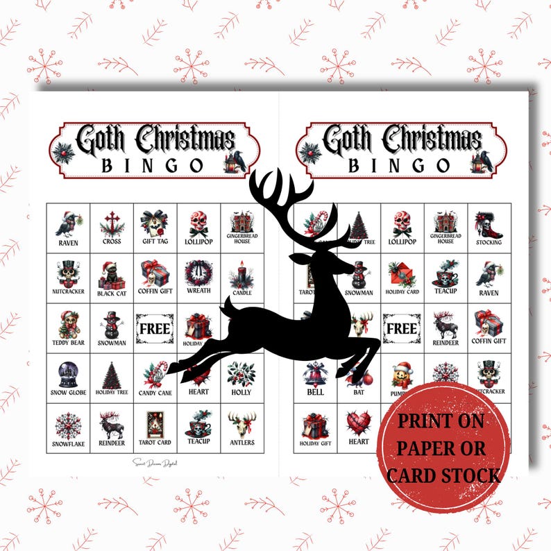 Goth Christmas Bingo, Gothmas, Gothis Christmas, Christmas Bingo ...