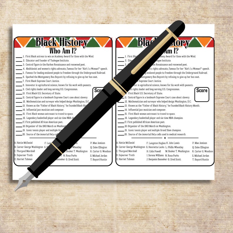 Black History Month Trivia Game, I Am Black History Month Quiz, African ...