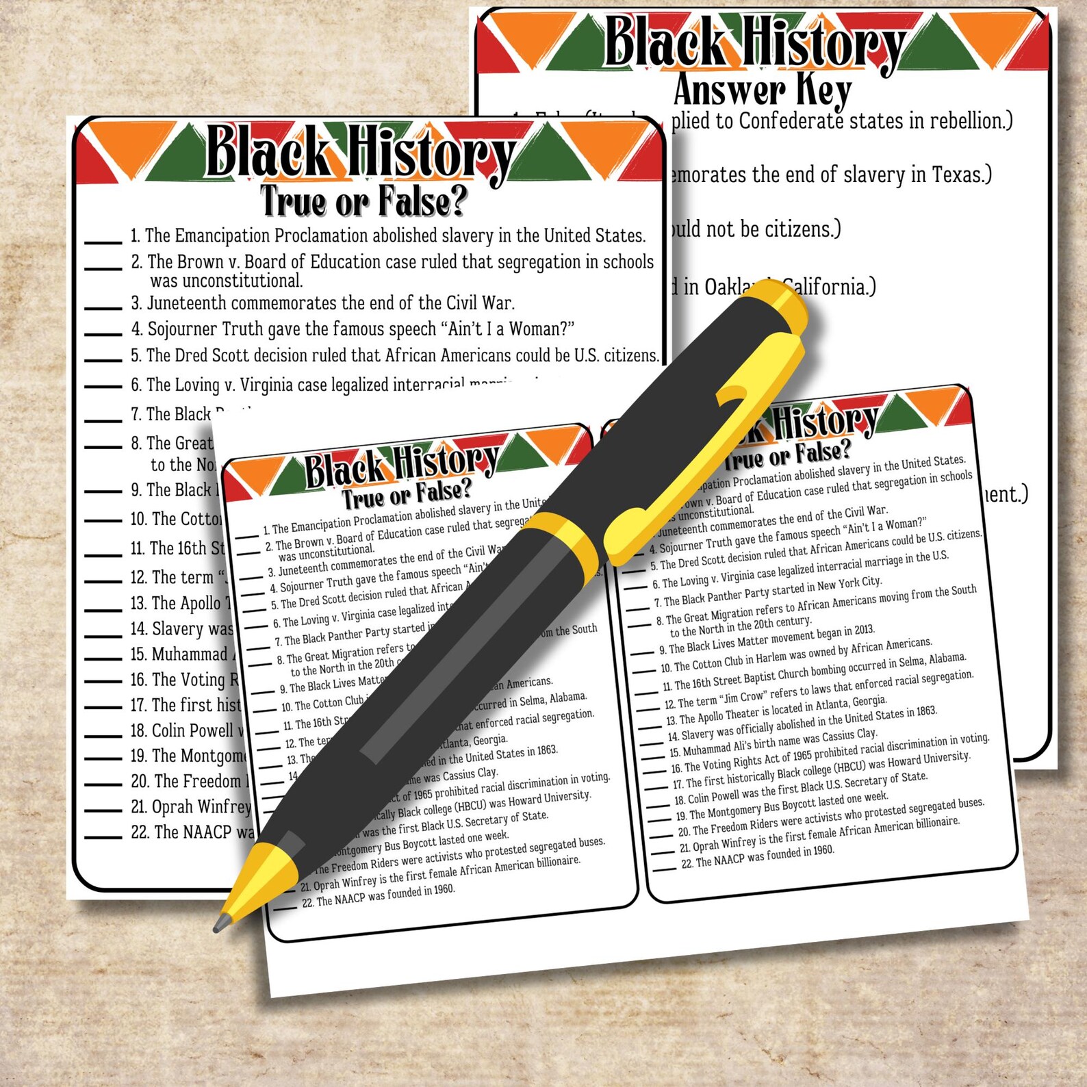 Black History Month Trivia Game, Black History Month Quiz, African American History Quiz, Black ...