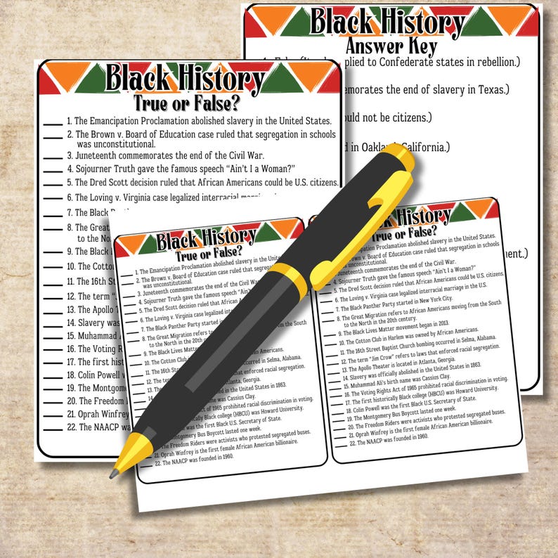 Black History Month Trivia Game, Black History Month Quiz, African ...