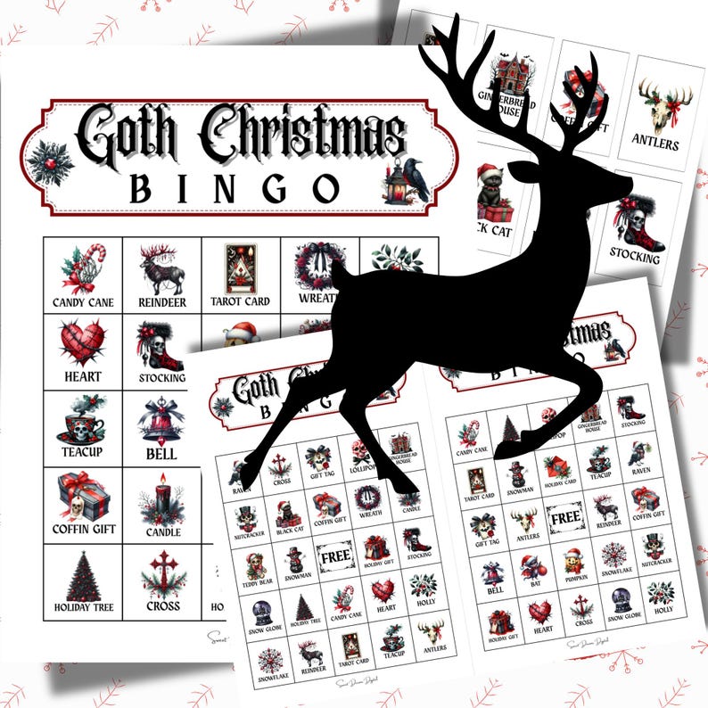 Goth Christmas Bingo, Gothmas, Gothis Christmas, Christmas Bingo ...