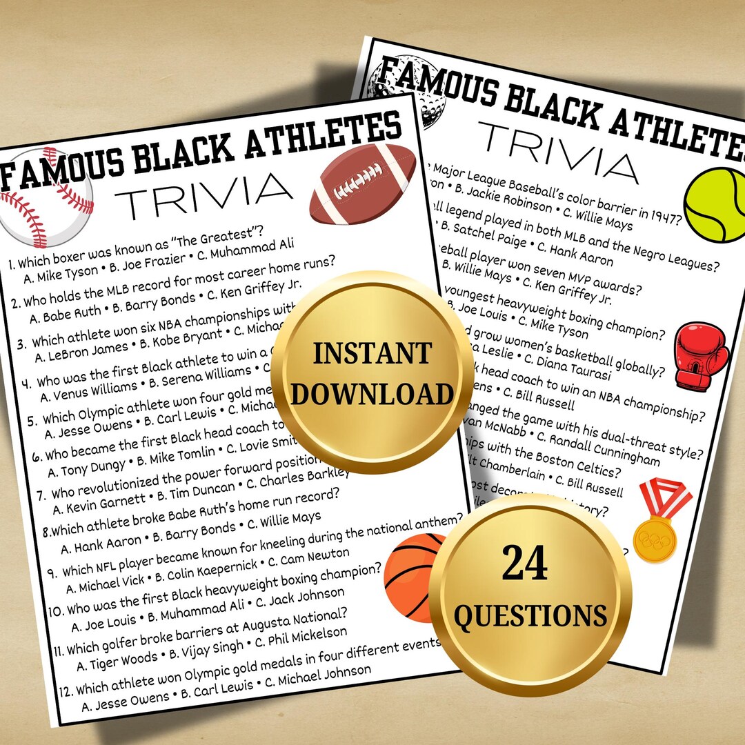 Famous Black Athletes, Black History Month Game,black History Game ...