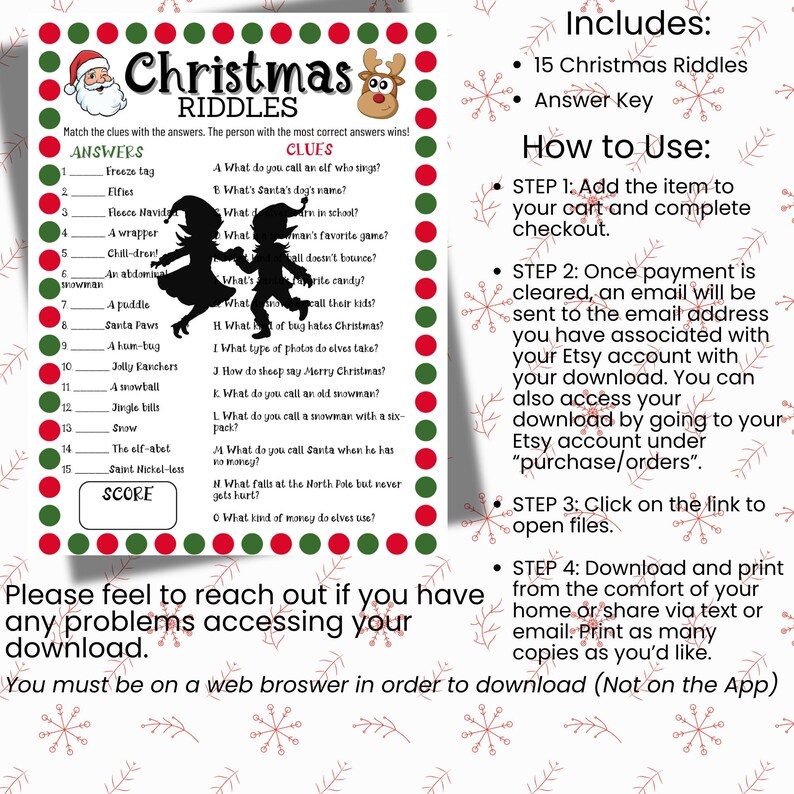 Christmas Riddles With Answers, Kid's Christmas Trivia Digital Download ...