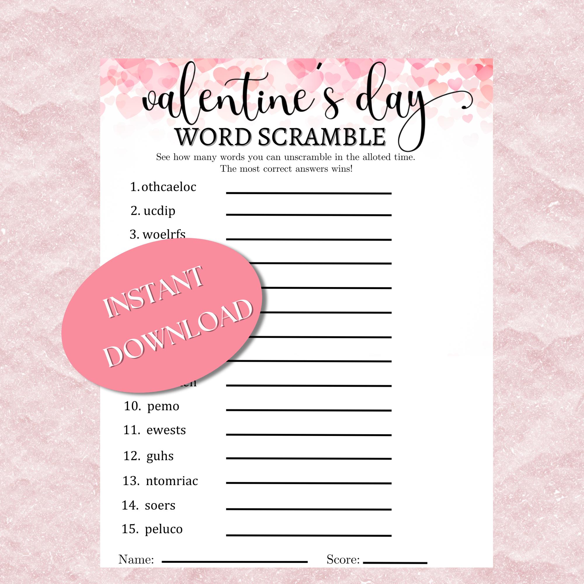 Printable Galentines Word Scramble Game, Ladies Night Games, Galentines ...