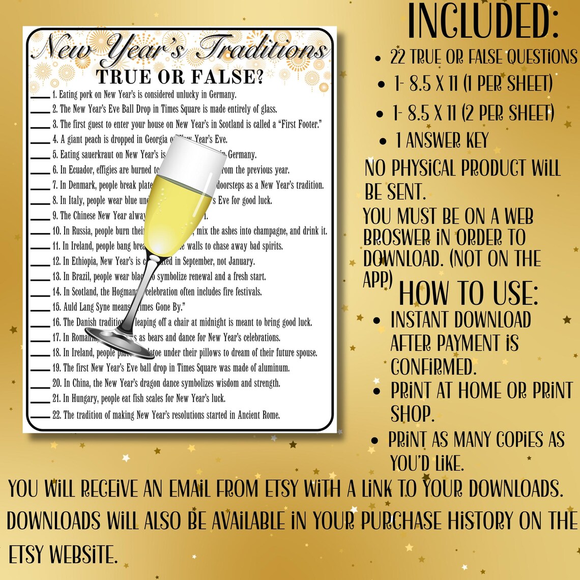 New Year Trivia Game, Printable New Year Games, New Year's Eve Game ...