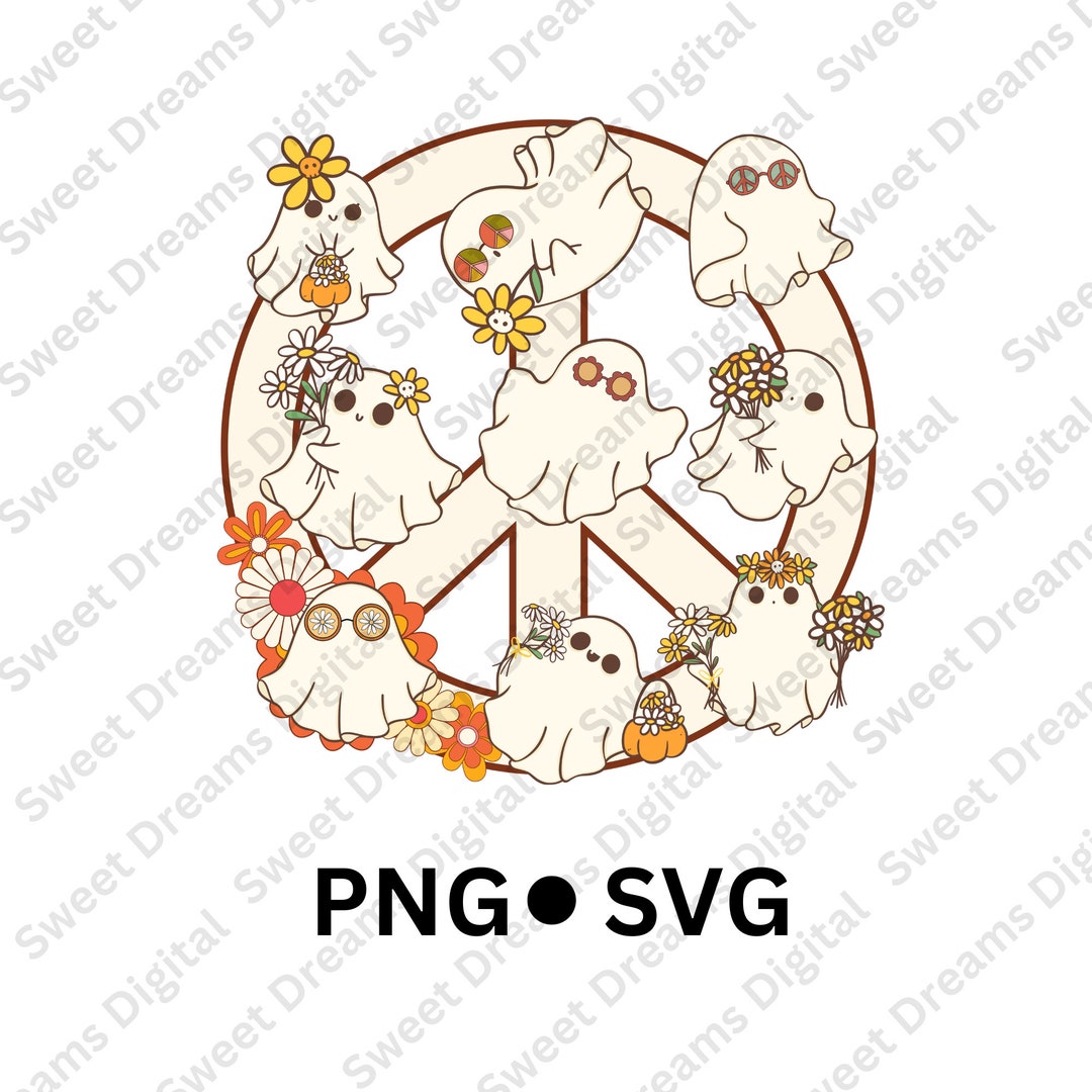 Groovy Ghost PNG Hippie Ghost Digital Download Retro - Etsy