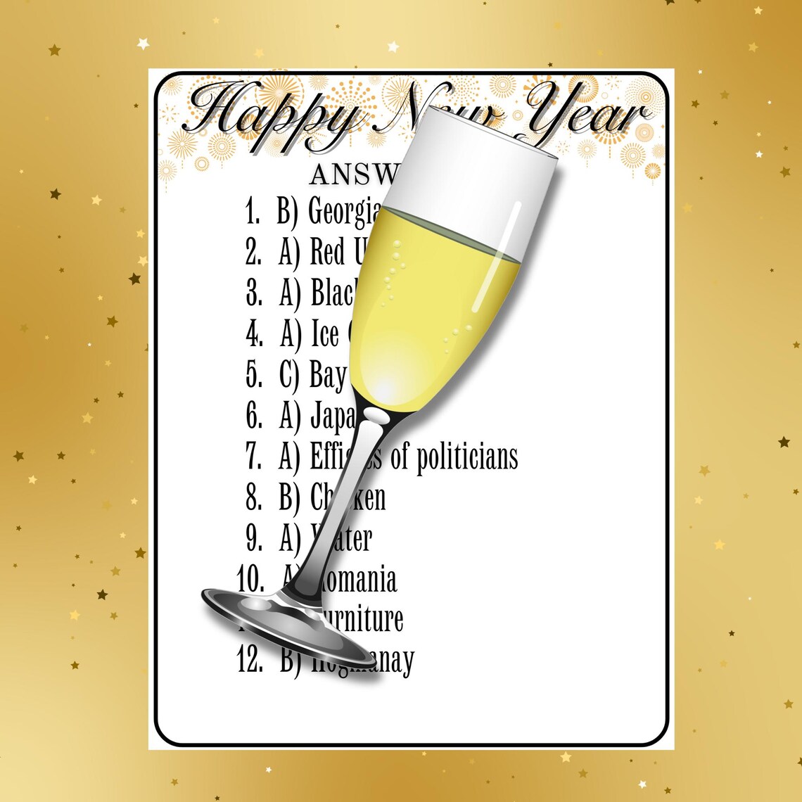 New Year Trivia Game, Printable New Year Games, New Year's Eve Game ...