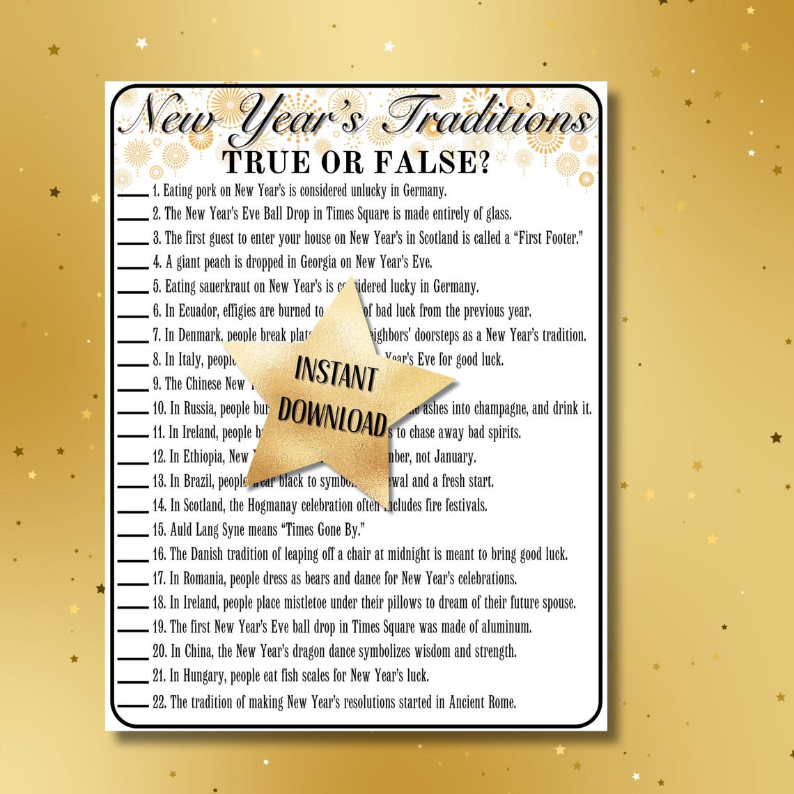 New Year Trivia Game, Printable New Year Games, New Year's Eve Game ...