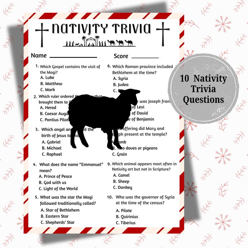Christmas Nativity Trivia Game, Printable Christmas Games, Christmas ...
