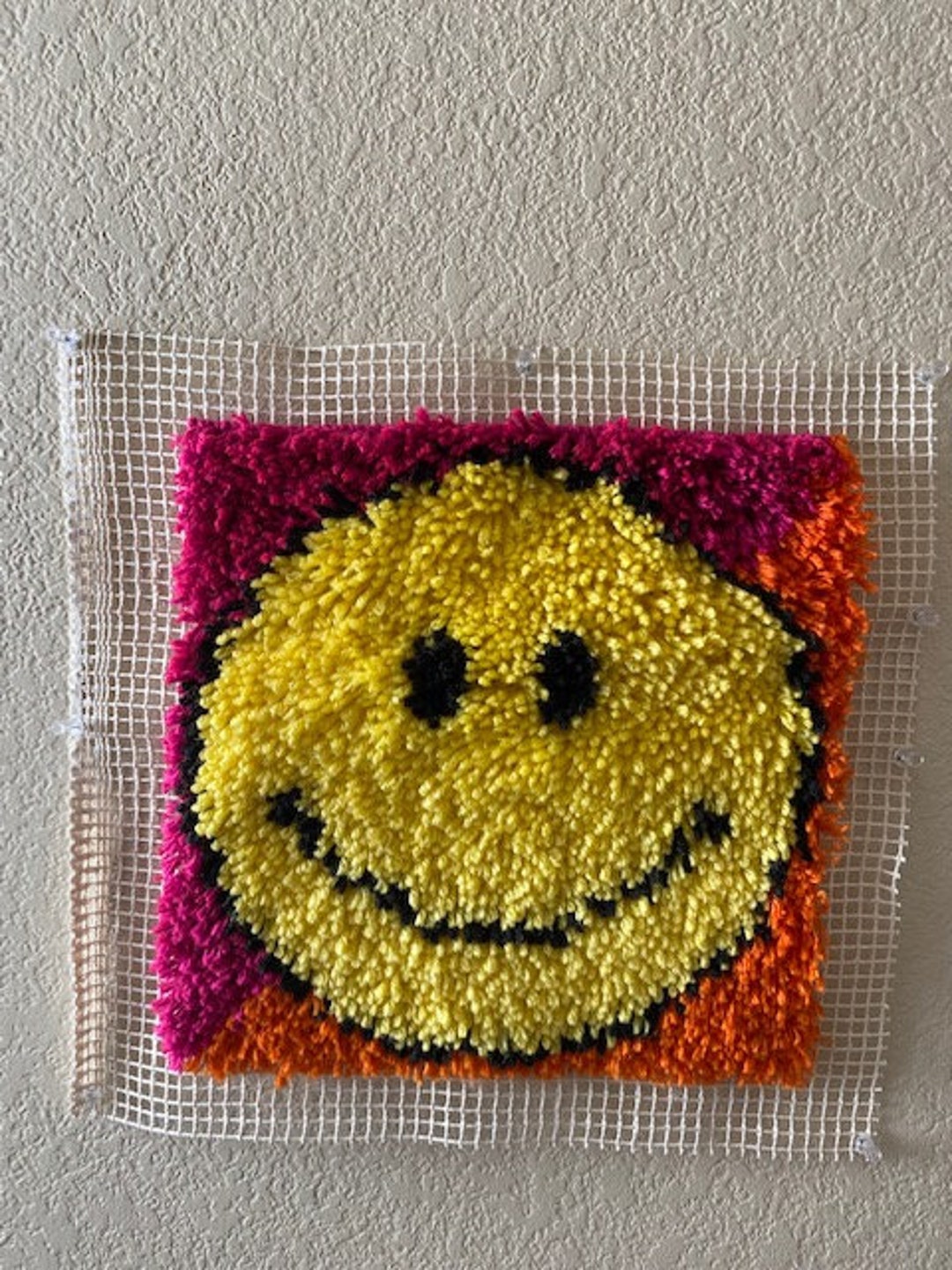 12" Square Vintage Latch Hook Smiley - Etsy