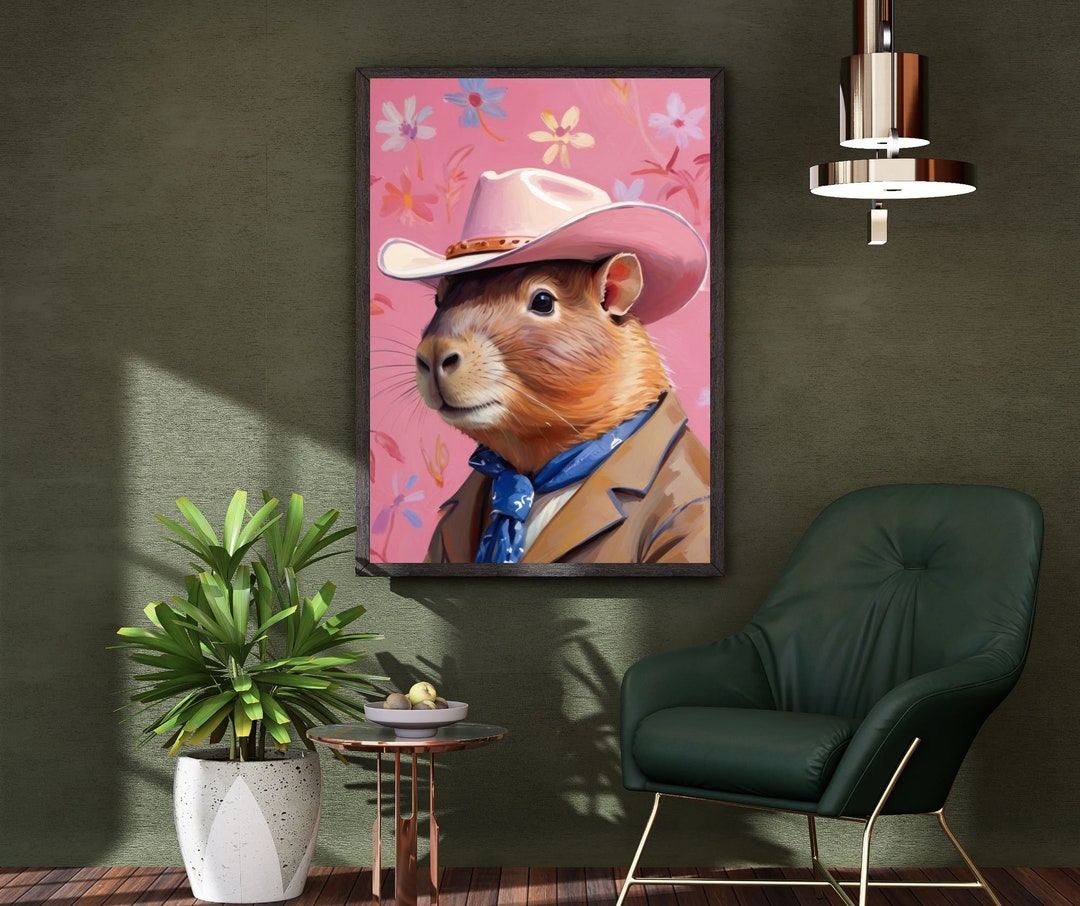 Capybara Cowboy Wall Art Colorful Room Deco Poster Western Wall Art ...