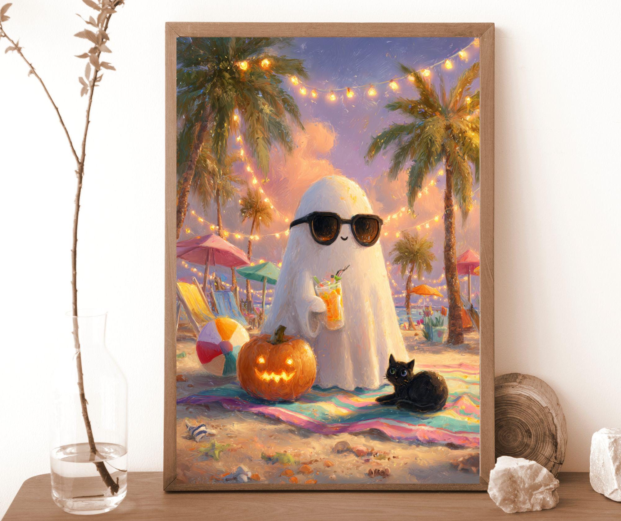 Ghost Summerween Poster, Summerween Halloween Wall Art, Whimsigoth ...