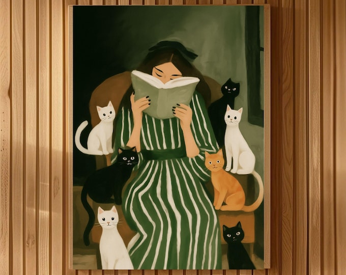 Emerald Green Wall Art Contemporary People Print Reading Corner Art ...