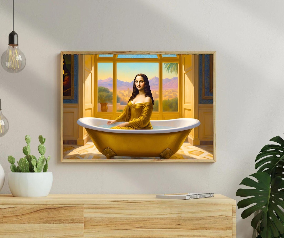 Mona Lisa Painting Bathroom Wall Art Mona Lisa in Bathtub Famous ...