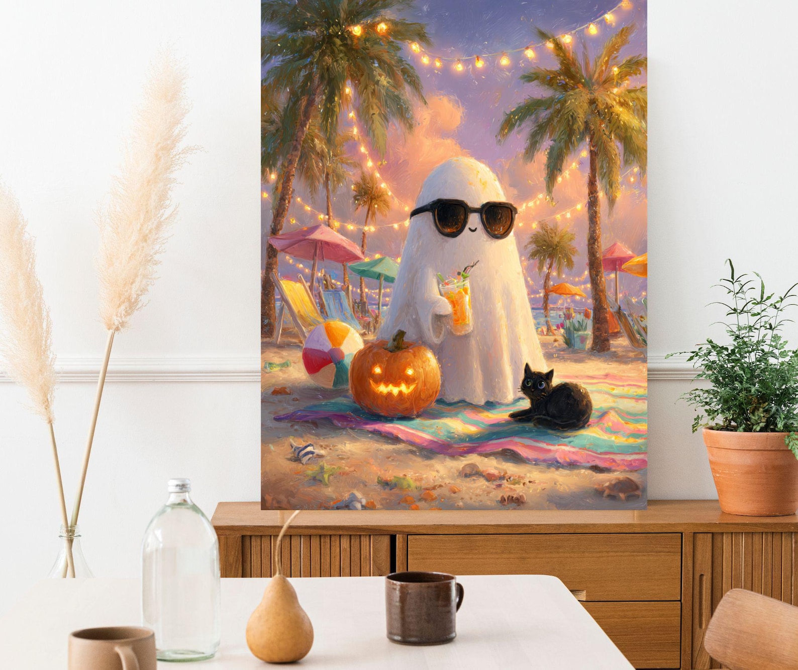 Ghost Summerween Poster, Summerween Halloween Wall Art, Whimsigoth ...