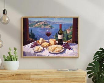 Retro Dinner Table Print, Food and Drinks Illustrations Poster ...