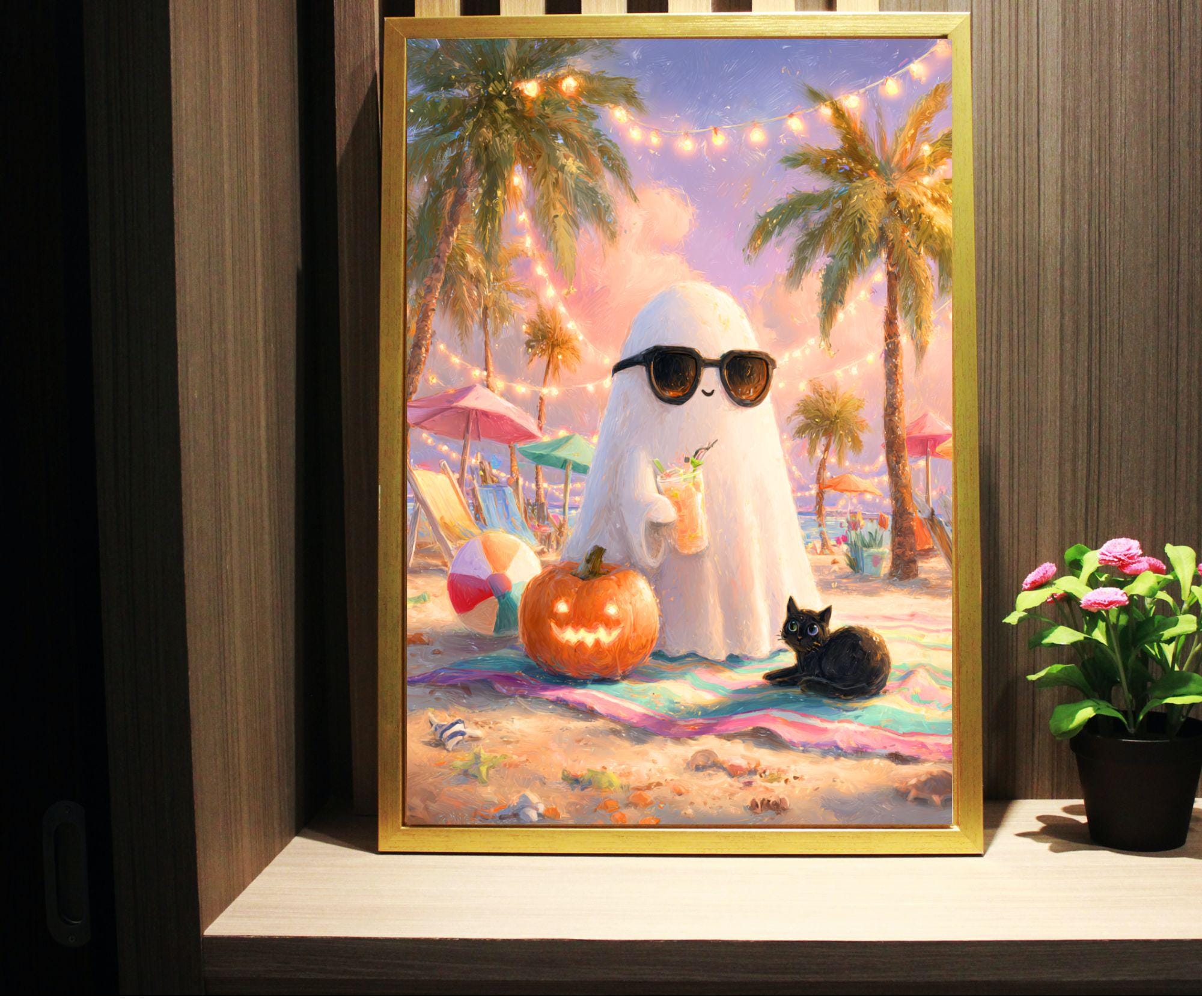 Ghost Summerween Poster, Summerween Halloween Wall Art, Whimsigoth ...